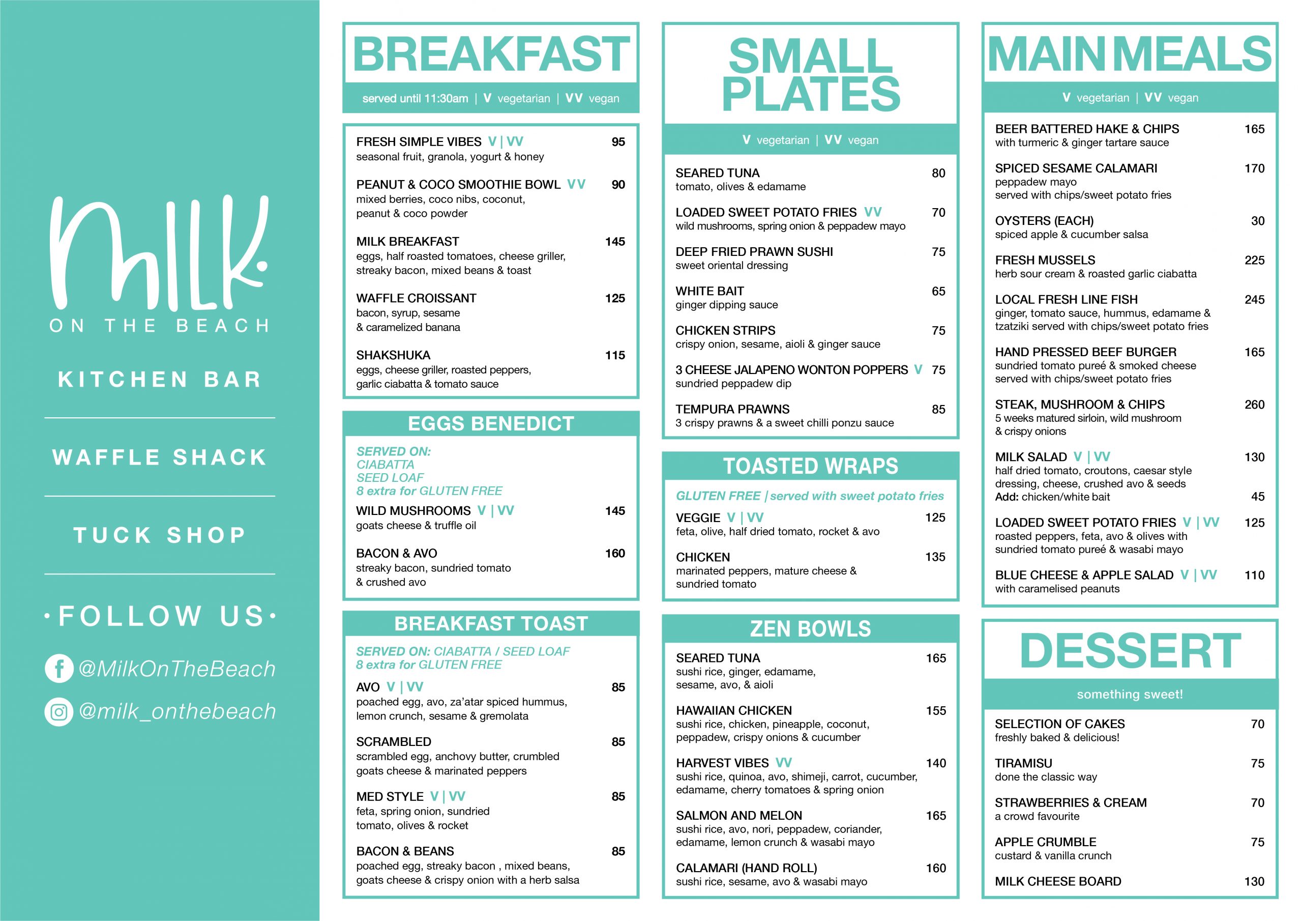 Menu – Milk On The Beach